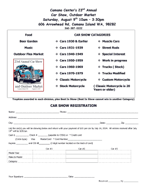 Fillable Online stanwoodchamber Camano Centers 23 Annual Car Show ...