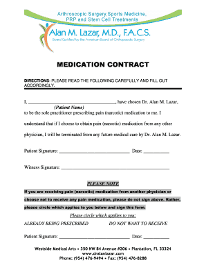 Fillable Online 8. Medication Contract - Dr. Alan Lazar Fax Email Print ...