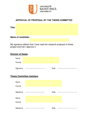Fillable Online ustpaul APPROVAL OF PROPOSAL BY THE THESIS COMMITTEE ...