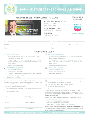 Fillable Online media houstonisd Sponsorship form - HISD Foundation ...