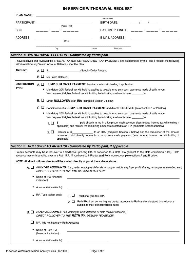 Fillable Online In-Service Withdrawal without Annuity Rules.doc Fax ...