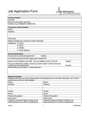 Fillable Online graham-eng co Job Application Form - bGrahamb ...
