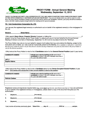 Fillable Online PROXY FORM - Annual General Meeting Fax Email Print - pdfFiller