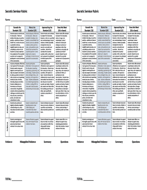 Fillable Online Socratic Seminar Rubric - PBworks Fax Email Print ...