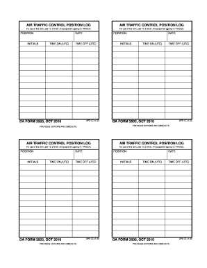 Fillable Online apd army AIR TRAFFIC CONTROL POSITION LOG. DA FORM 3503 ...