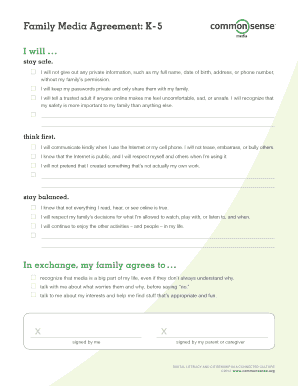 Fillable Online Family Media Agreement: K- 5 Fax Email Print - pdfFiller