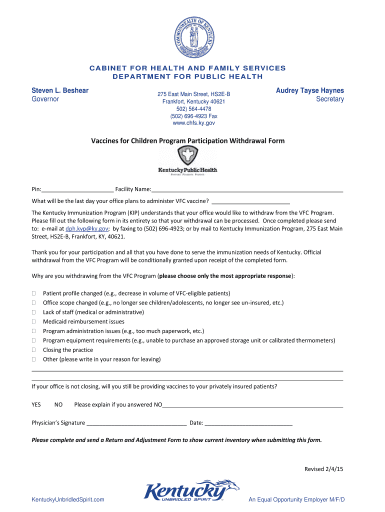 Fillable Online VFC Withdrawal Form Fax Email Print - pdfFiller