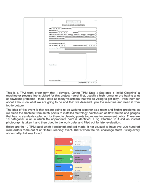 Fillable Online This is a TPM work order form that I devised. During ...