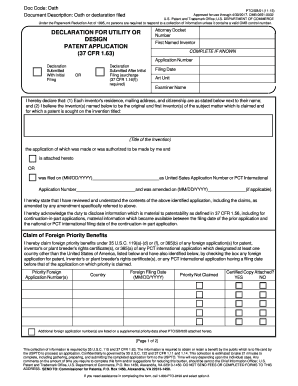 Fillable Online uspto Doc Code: Oath Fax Email Print - pdfFiller
