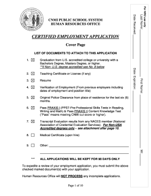 Fillable Online CERTIFIED EMPLOYMENT APPLICATION Cover Page Fax Email ...