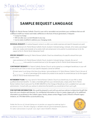 Fillable Online stpatscs Sample Bequest language - stpatscs.org Fax ...