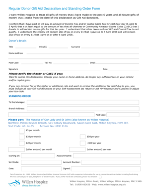 Fillable Online Regular Donor Gift Aid Declaration and Standing Order ...