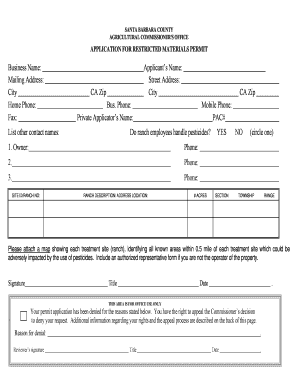 Fillable Online countyofsb Restricted Materials Permit Application ...