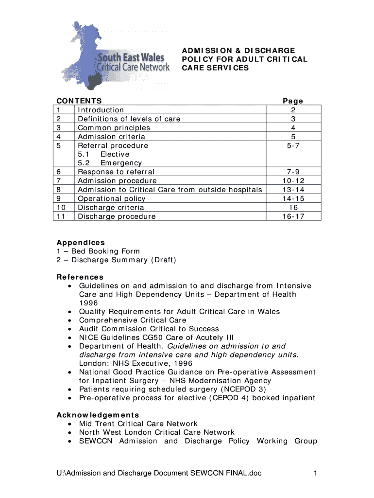Fillable Online ADMISSION & DISCHARGE Fax Email Print - pdfFiller