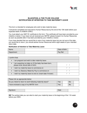 Fillable Online Form for an Employee Wishing to Give Notification of ...