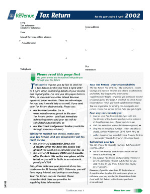 Fillable Online SA100 - Tax return 2001/02. SA100 Fax Email Print ...