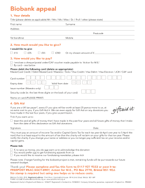 Fillable Online Biobank Appeal form - Action for ME Fax Email Print ...