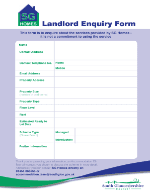 Fillable Online Landlord Enquiry Form Fax Email Print - pdfFiller