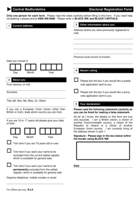 Fillable Online centralbedfordshire gov Central Bedfordshire Electoral ...