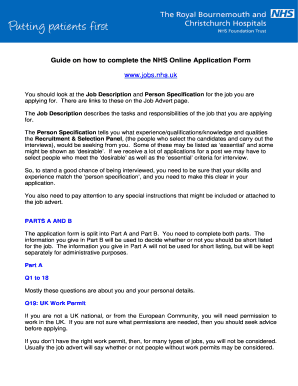 Fillable Online rbch nhs Guide on how to complete the NHS Online ...