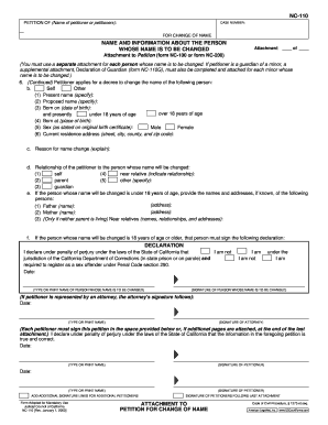 Fillable Online Attachment to Petition (form NC-100 or form NC-200) Fax ...