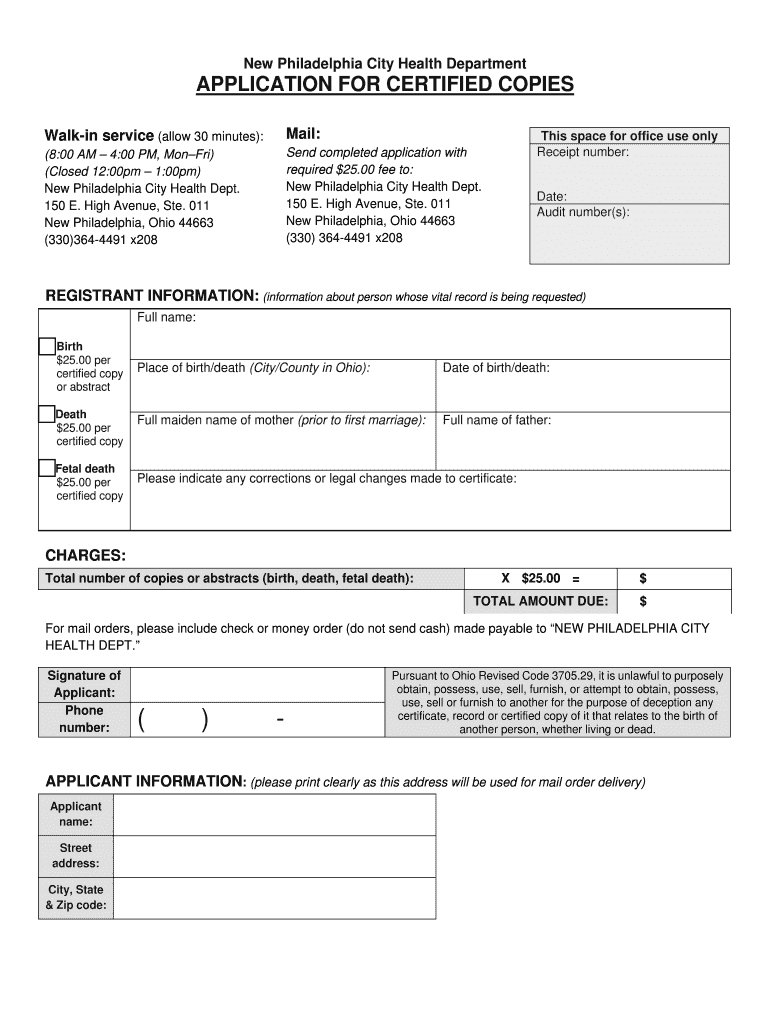 Fillable Online Birth and/or Death Certificate Application in PDF - City of New ... Fax Email ...