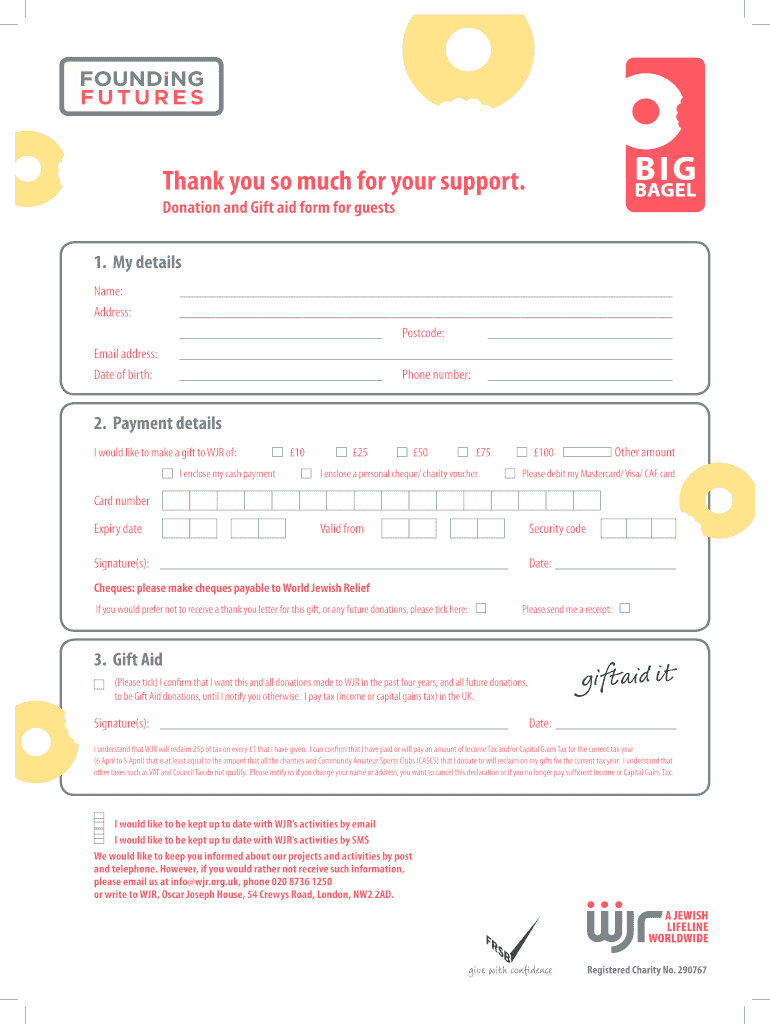 Fillable Online Thank you so much for your support. Donation and Gift ... - Pelorous Fax Email ...