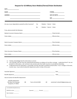 Fillable Online Declination Form 2013 (SOCOM) - GS Benefits Fax Email ...