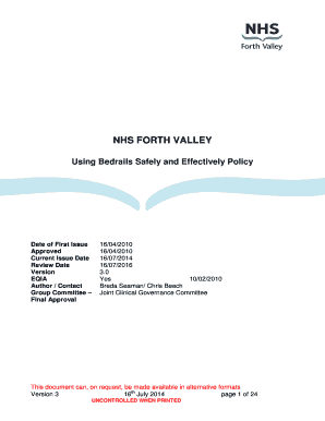Fillable Online Using bedrails safely and effectively - NHS Forth ...
