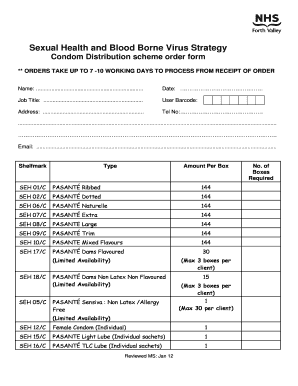 Fillable Online Condom order form - NHS Forth Valley Fax Email Print ...