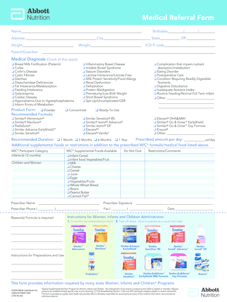 Fillable Online Medical Referral Form - Abbott Nutrition Fax Email ...