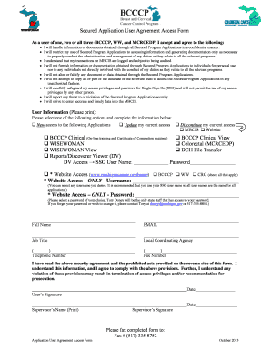 Fillable Online michigancancer User Access Form - Michigan Cancer Consortium - michigancancer ...