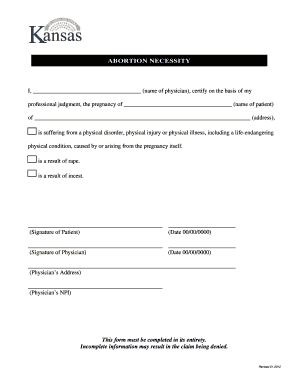 Fillable Online Abortion Necessity Form - KMAP Fax Email Print - pdfFiller
