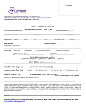 Fillable Online webdoc nyumc For information on off-campus housing, relocating to New York ...