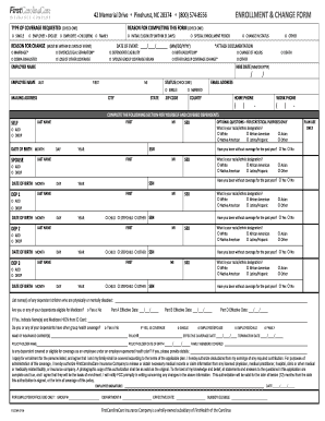 Fillable Online FirstCarolinaCare Insurance Company Enrollment and ...