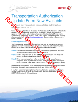 Fillable Online Transportation Authorization Update Form Now Available ...