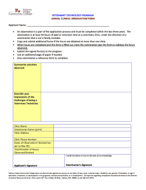 Fillable Online yvcc Clinical Observation Form - Yakima Valley ...