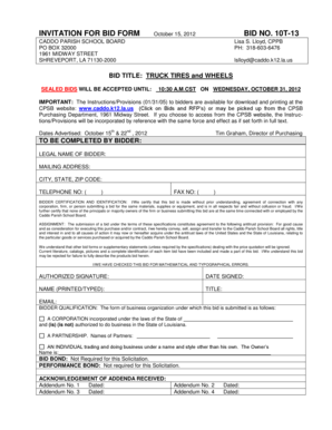 Fillable Online INVITATION FOR BID FORM Fax Email Print - pdfFiller