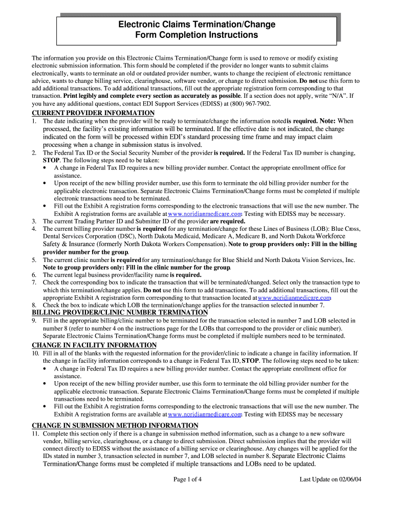 Fillable Online Noridian Medicare (Change Form) 837term_change.pdf Fax ...