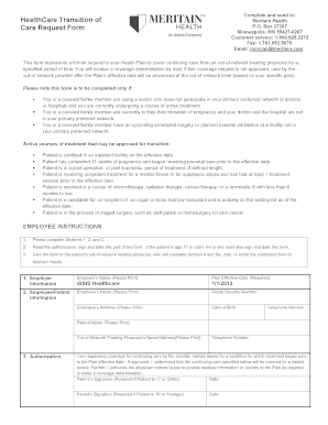 Fillable Online HealthCare Transition of Care Request Form - IASIS Healthcare Fax Email Print ...