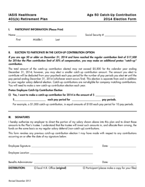 Fillable Online IASIS Healthcare Catch-up Contribution form Fax Email ...
