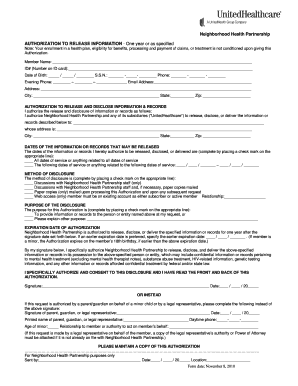 Fillable Online AUTHORIZATION TO RELEASE INFORMATION - Neighborhood ...