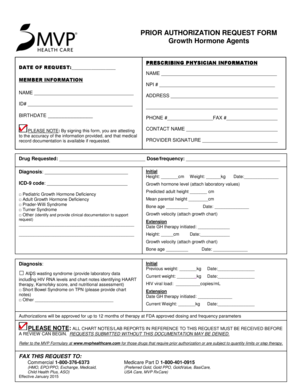 Fillable Online Prior Authorization Request Form - Growth Hormone Agents Prior Authorization ...