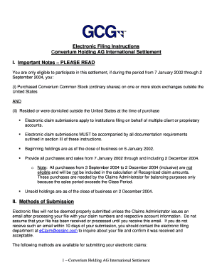 Fillable Online Electronic Filing Instructions Converium Holding ...