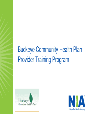 Fillable Online Buckeye Community Health Plan Provider Training ... - RadMD.com Fax Email Print ...