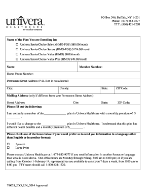 Fillable Online SeniorChoice Plan Option Transfer Form - Univera ...