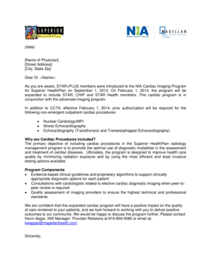Fillable Online Superior HealthPlan/NIA Cardiac Intro Letter for ...