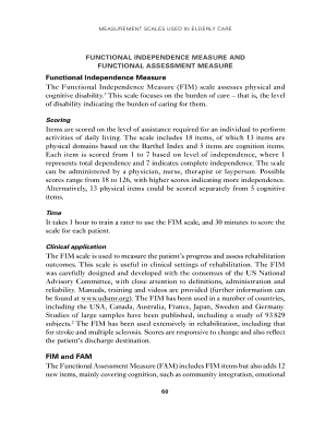 Fillable Online The Functional Independence Measure - Dementia Outcomes ...