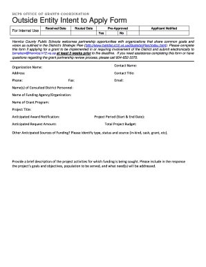 Fillable Online Outside Entity Intent to Apply Form - Henrico County ...