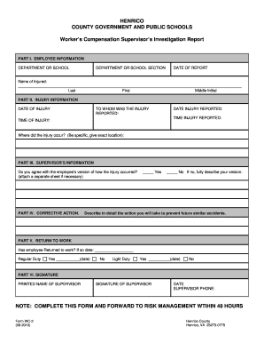 Fillable Online Supervisor Investigation Form - Henrico County Public ...